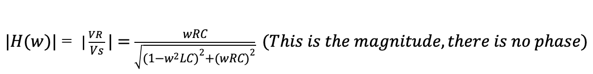 Transfer Function, Bandwidth and Quality Factor in RLC circuits - Rahsoft